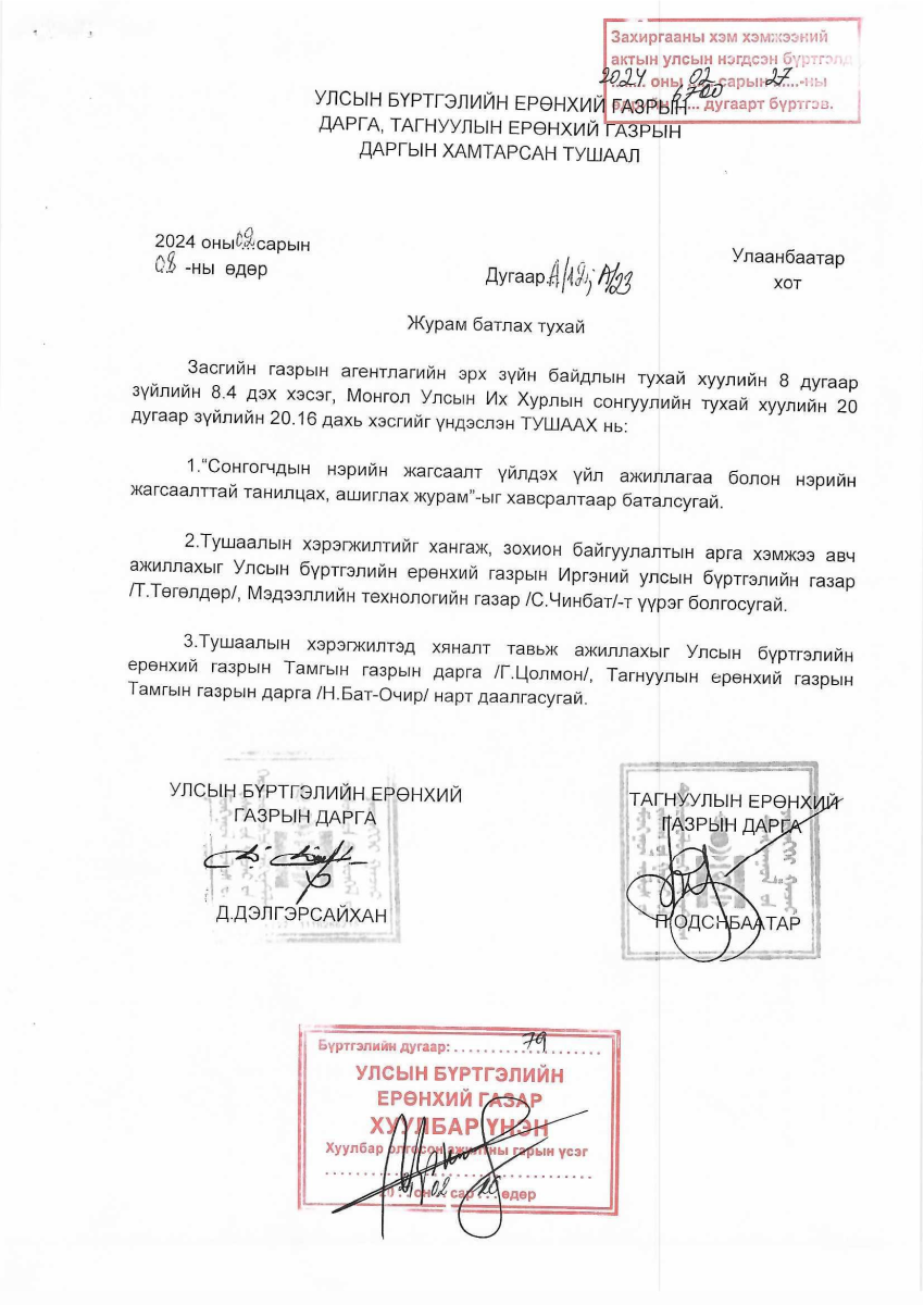 Сонгогчдын нэрийн жагсаалт үйлдэх үйл ажиллагаа болон нэрийн